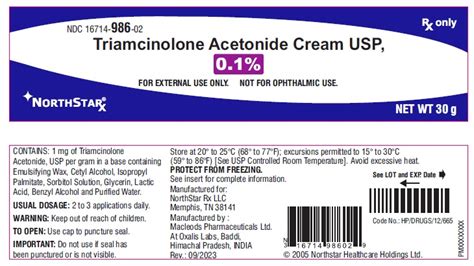Triamcinolone Acetonide Cream Usp 0 025 0 1 0 5 Rx Only