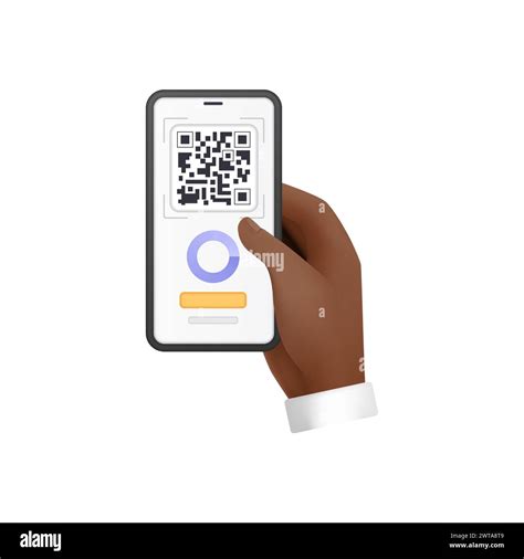 3d Male Hand Holding Scanning Qr Code For Online Shopping Scan Verification Vector Illustration