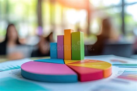 A Colorful 3d Chart And Pie Graph Representing Data Analysis In A Business Setting Stock
