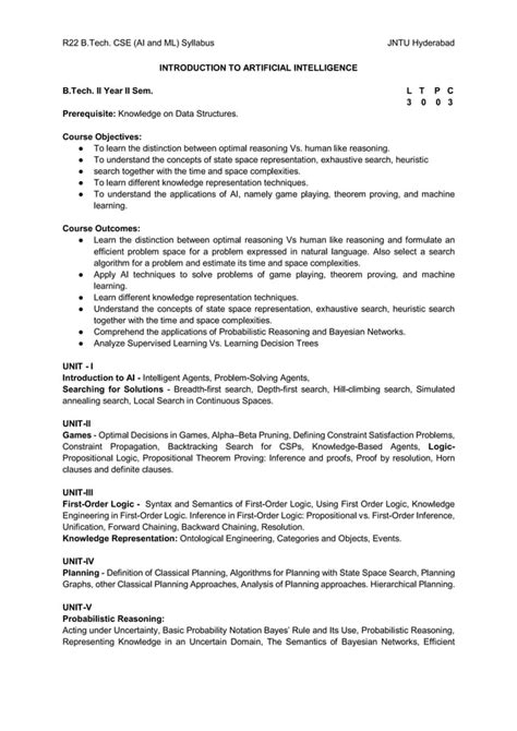 22pcoam11 Introduction To Ai Syllabus Pdf Artificial