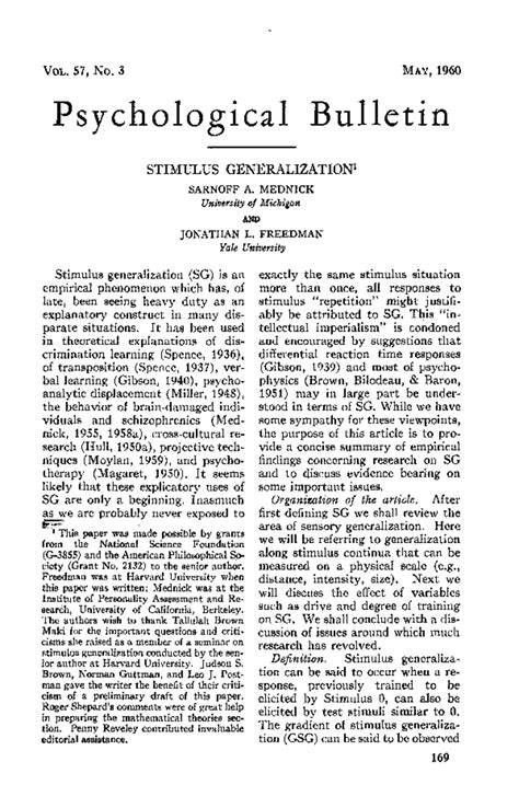 Stimulus Generalization Concepts And Empirical Findings Psychological