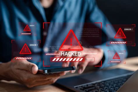 Alert System Hacked Popup On Screen Spam Virus With Warning Caution