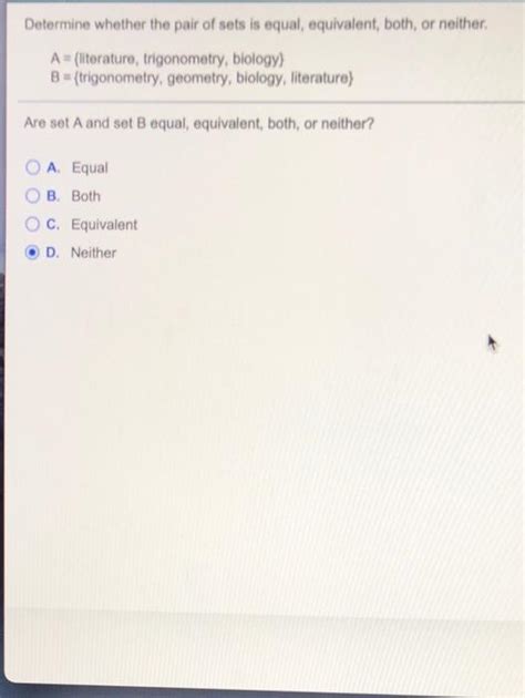 solved determine whether the pair of sets is equal