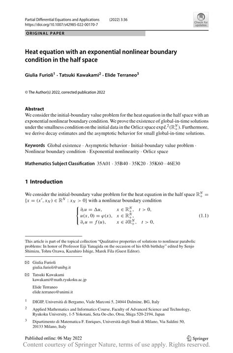 Pdf Heat Equation With An Exponential Nonlinear Boundary Condition In