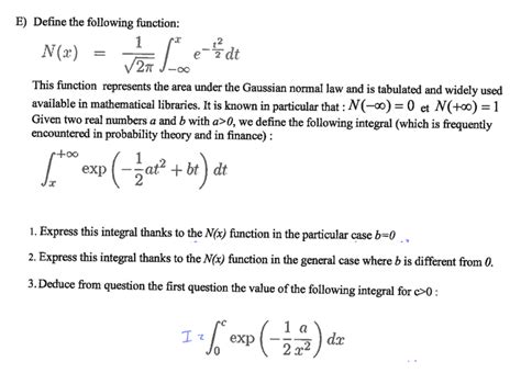 Solved E Define The Following Function Nx2π1∫−∞xe−2t2dt