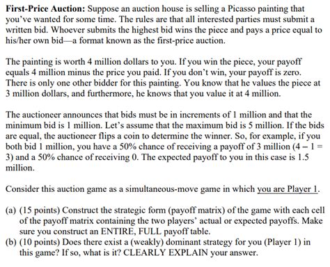 Solved First Price Auction Suppose An Auction House Is