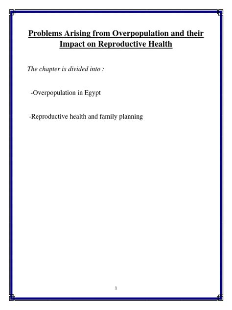 Problems Arising From Overpopulation And Their Impact On Reproductive Health 1 Download Free