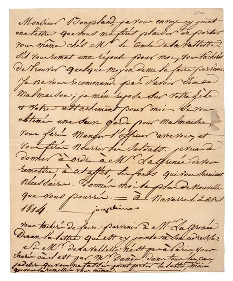 Josephine Bonaparte Letter Signed As Duchess Of Navarre To Monsieur