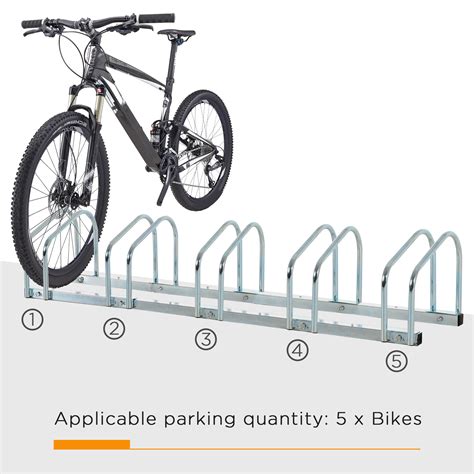 Homcom Bike Floor Parking Rack Bicycle Cycle Locking Stand Storage