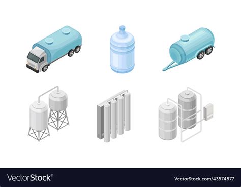Water Purification Process With Filtration Vector Image