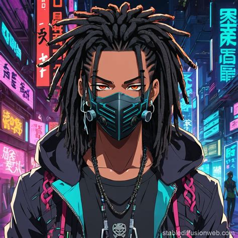 Cyberpunk Oni Masked Anime Guy Stable Diffusion Online
