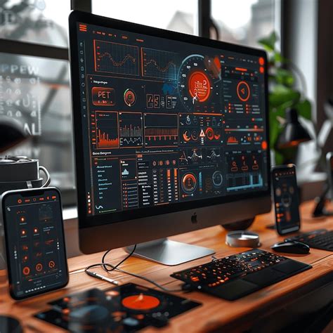 Premium Photo A Computer Monitor With A Red Circle On The Screen