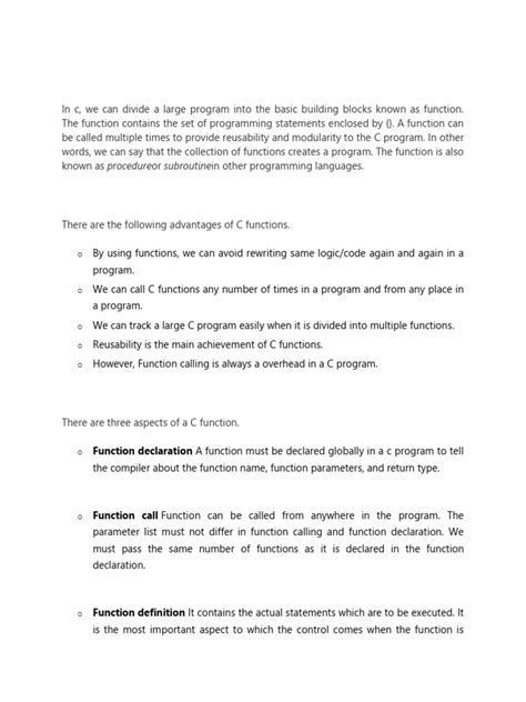 c functions pdf parameter computer programming computer program