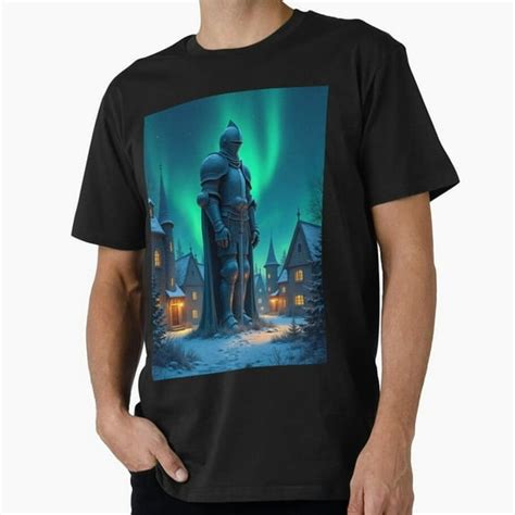 Giant Knight Under Northern Lights Fantasy Night Watch Unisex T Shirt Up To Size 5xl