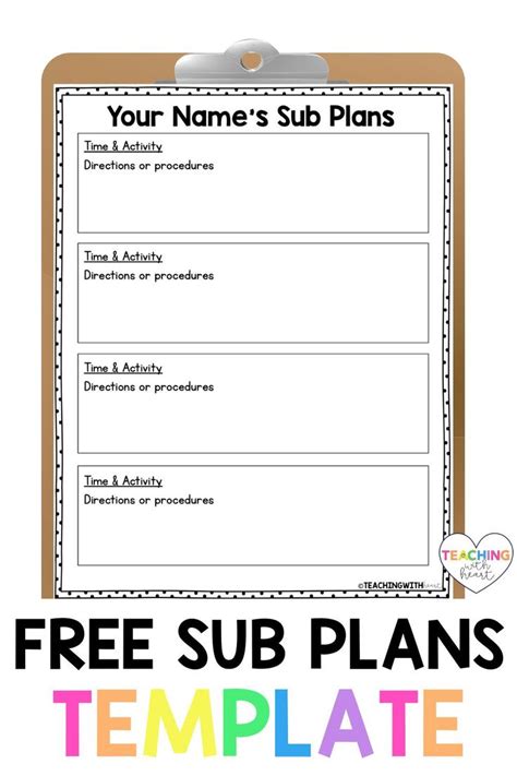Sub Plans Template Free Content Calendar Template