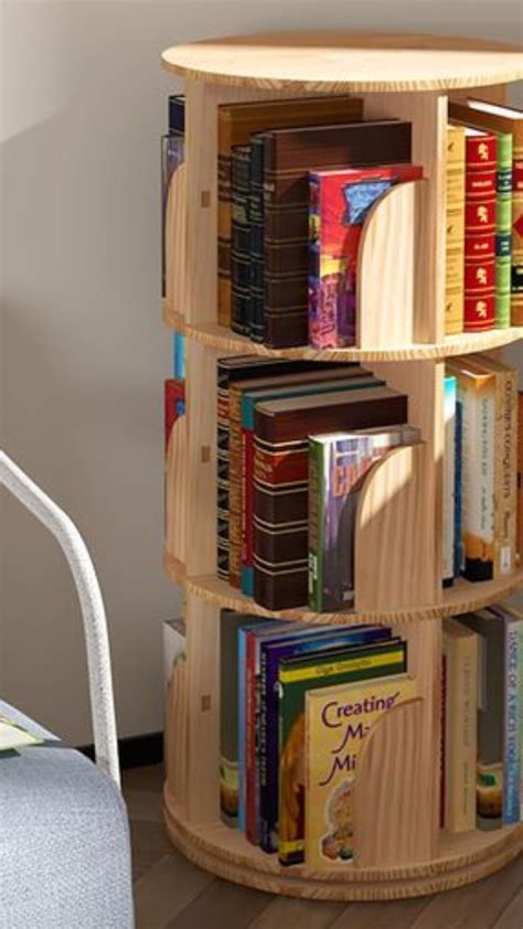 Lexza 3 Tier 360 Display Rotating Bookshelf Revolving Bookcase For