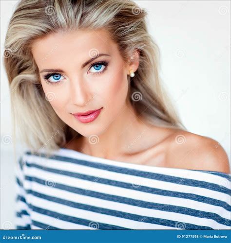 Very Beautiful Sensual Blonde Girl With Blue Eyes In A Str Stock Photo Image Of Color Happy