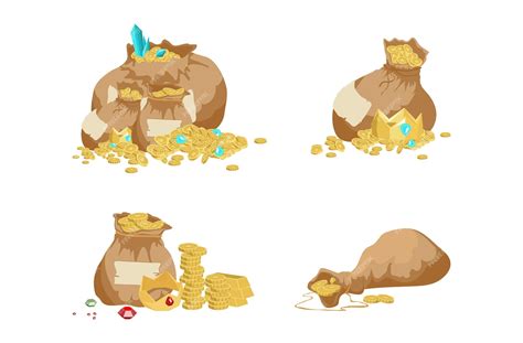 보물 상자 세트 프리미엄 벡터