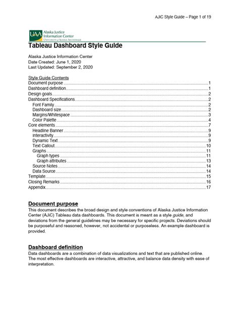 Tableau Dashboard Style Guide Ajic Pdf Page Layout Color Tableau Dashboard Style Guide Ajic Pdf Page Layout Color