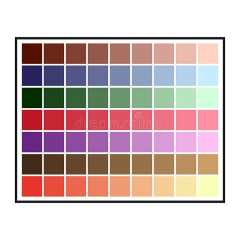 Color Palette Grid Assorted Shades Rectangular Swatches Design Tool Stock Vector