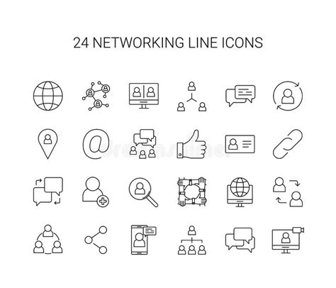 Line Icon Set Networking Pack Stock Vector Illustration Of Networking Information 253921342