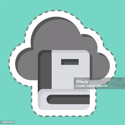 스티커 라인 컷 Cloud Book 2 학습 기호와 관련이 있습니다 심플한 디자인 일러스트레이션 3차원 형태에 대한 스톡 벡터