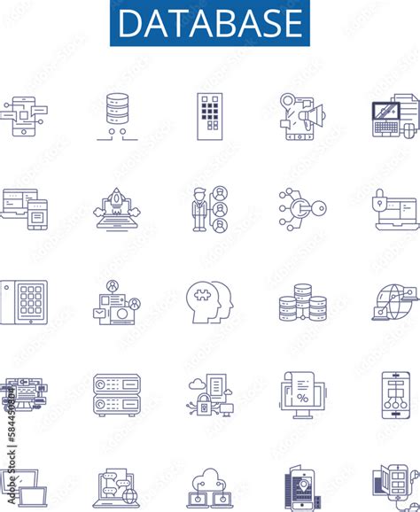 Database Line Icons Signs Set Design Collection Of Database Store
