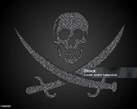 실버 스팽글 반짝이의 뼈벡터 두개골 해적 플래그 개념입니다 졸리 로저 경계 표지에 대한 스톡 벡터 아트 및 기타 이미지 경계