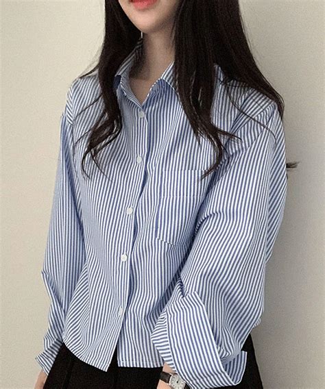 구김이 덜한 스트라이프 오버핏 크롭 긴팔 봄여름 와이셔츠 남방 소라 블랙 셔츠맛집 시원한 소재 봄신상 개강룩