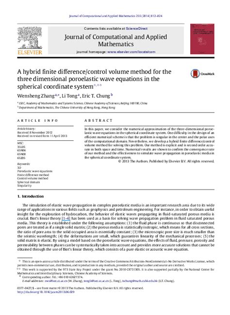 Pdf A Hybrid Finite Difference Control Volume Method For The Three Dimensional Poroelastic