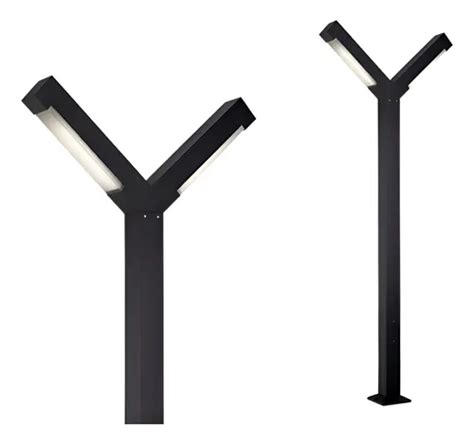 Farola Cuadrada Doble Aluminio Exterior Fw Led E27 295 Mts Negro Negro