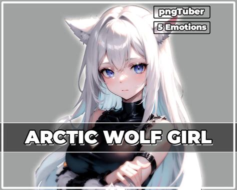 Arctic Wolf Girl Pngtuber 2d Vtuber Model With 5 Expressions Etsy