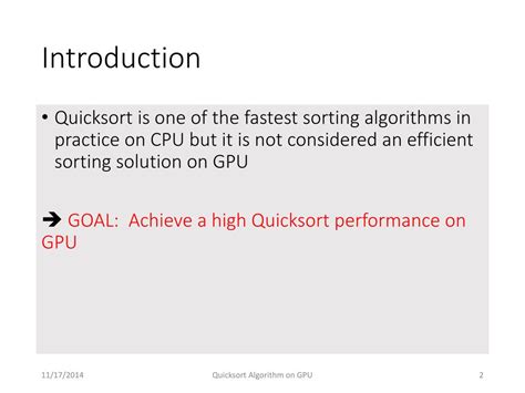 Ppt Quicksort Algorithm On Gpu Powerpoint Presentation Free Download