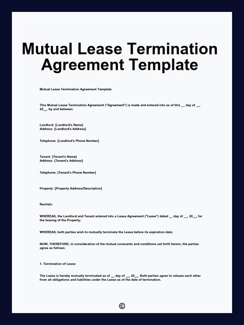 Mutual Lease Termination Agreement Template