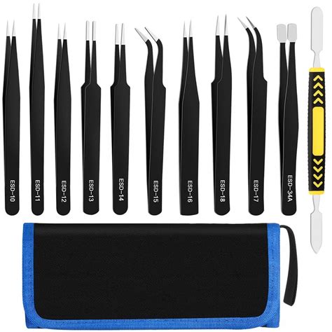Luiisis 12 Pcs Precision Tweezers Set Premium Craft Tweezers Kit