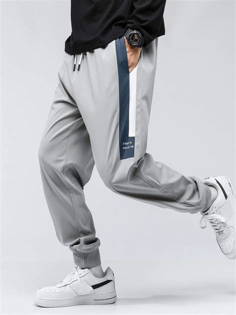Manfinity Men Contrast Panel Side Drawstring Pants Track Suit Men