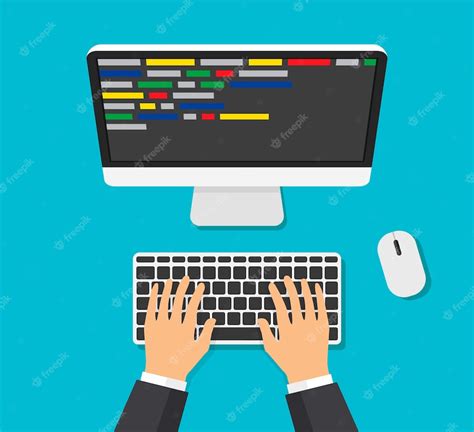 premium vector programmer working writing code man types on keyboard