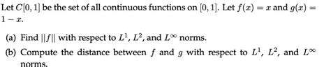 solved let c[0 1] be the set of all continuous functions on