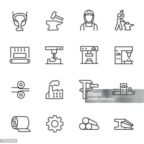 야 금 술 아이콘 설정 금속 생산 산업 선형 아이콘입니다 가공 및 제조 강철 제품 편집 가능한 획 선 아이콘에 대한 스톡 벡터 아트 및 기타 이미지 Istock