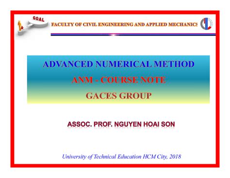 Advanced Numerical Method 1 New [compatibility Mode] University Of Technical Education Hcm