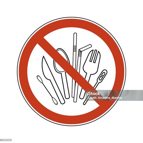 금지 기호 숟가락 포크 나이프 교 반기 빨 대 면 버드 일회용 플라스틱 칼 붙이 금지 벡터 일러스트 레이 션 세트 플라스틱 칼