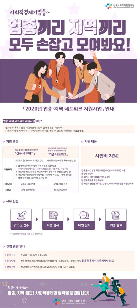 한국사회적기업진흥원 2020년도 업종 지역네트워크 지원사업 안내 성북구사회적경제센터