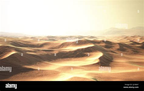 Beautiful Sunset Over Sand Dunes Of Sahara Desert In Morocco Stock