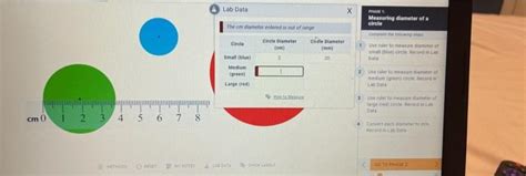 Solved Lab Data х Pel Measuring Diameter Of A Ciele The