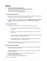 Microscope Cell LR Doc BioLab Microscope And The Cell Lab Report Name Date Course And Section