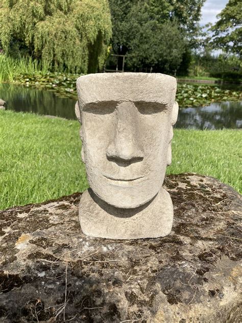 Stone Garden Small Moai Tiki Head Planter Pot Ferney Heyes Garden Products