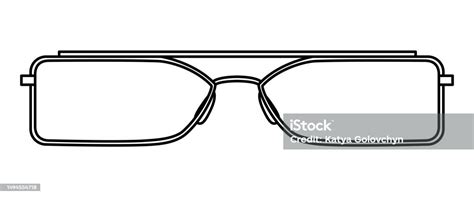 Slim Rectangular Frame Glasses Fashion Accessory Illustration Sunglass Front View For Men Women