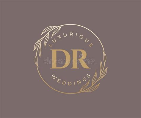 Dr Initials Letter Wedding Monogram Logos Template Hand Drawn Modern Minimalistic And Floral