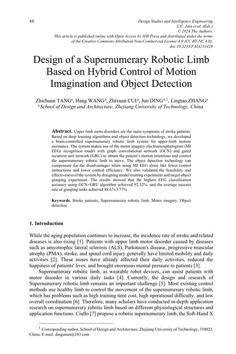Pdf Design Of A Supernumerary Robotic Limb Based On Hybrid Control Of Motion Imagination And