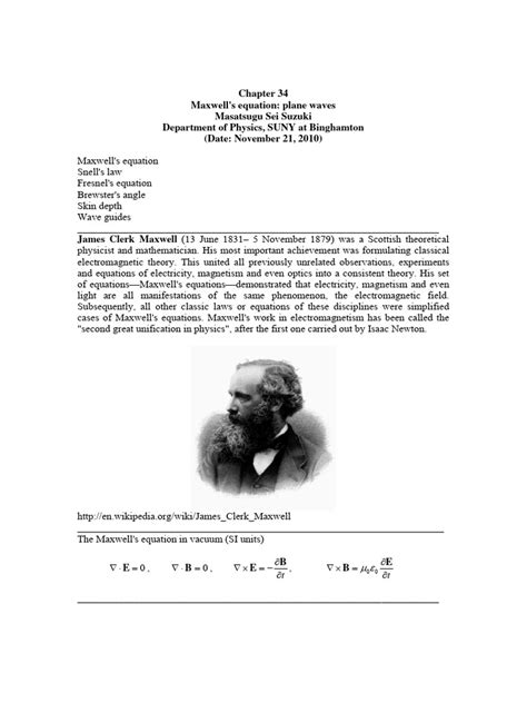 Ln 34 Maxwell Equations Pdf Maxwells Equations Electromagnetism
